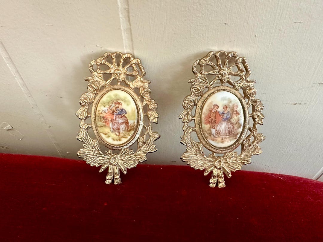 Vintage Italian Filigree Metal Frames, Wall Hangings, European, Cameo ...