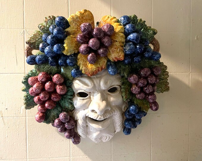 Vintage Italian Mask, Ceramic Mask, Bacchus Mask, Wine, Fertility ...
