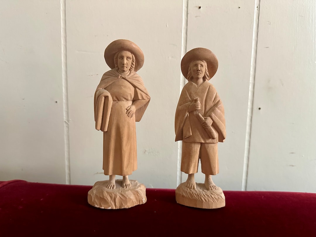 Vintage Peruvian Carved Figures, Couple, Hand Carved, Folk Art, South ...