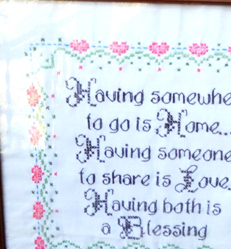 Vintage Cross Stitch Embroidered Welcome Sign Home Decor | Etsy