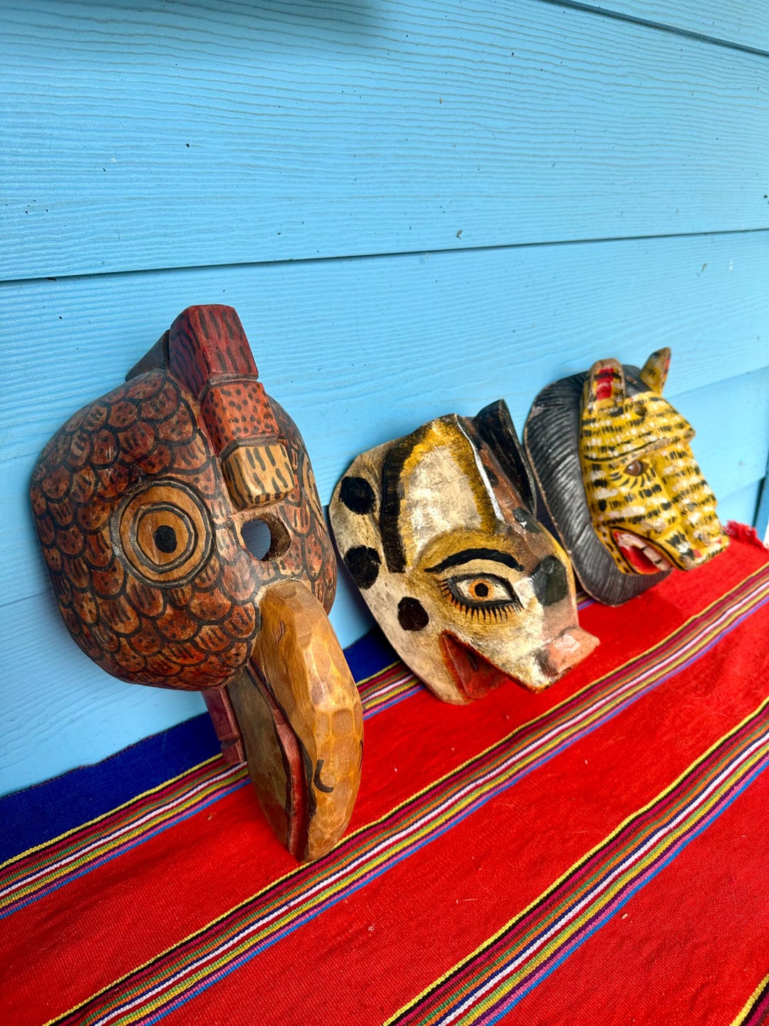 Vintage Guatemalan Masks, Mexican Mask, Folk Art Mask, Carved Mask ...
