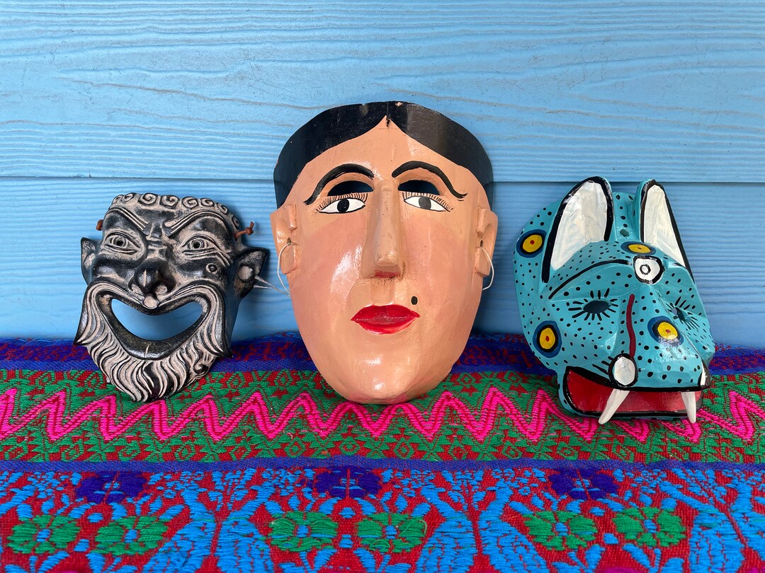 Vintage Guatemalan Mask, Mexican Mask, Folk Art Masks, Carved Masks ...