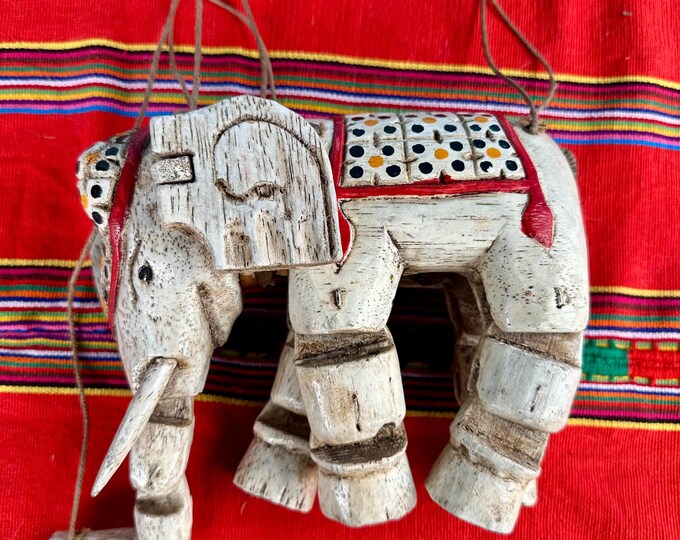 Vintage Puppets, Marionettes, Wood, Wall Decor, Folk Art, Elephant ...