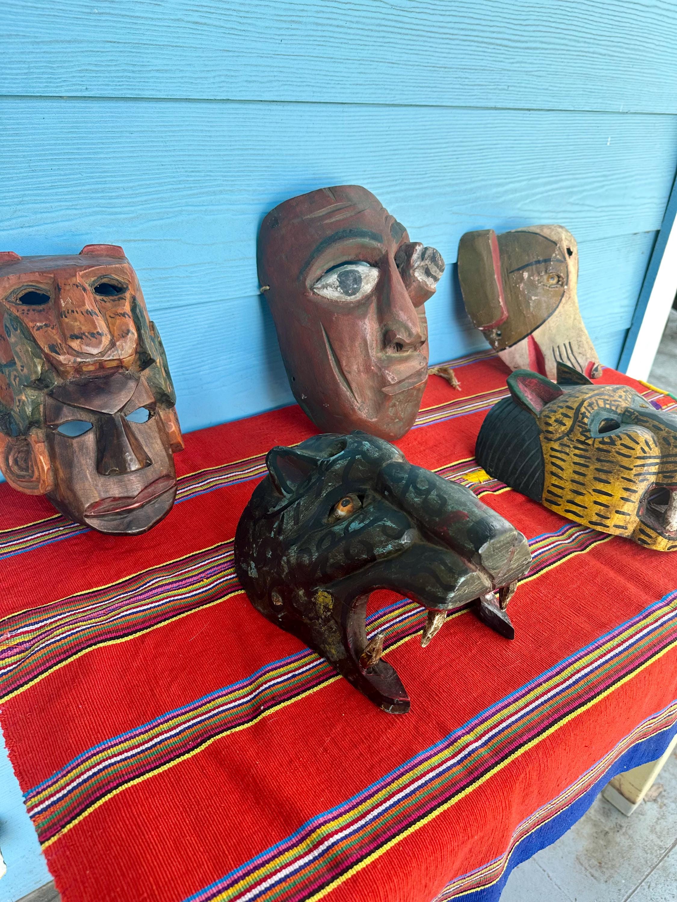 Vintage Guatemalan Masks, Mexican Mask, Folk Art Mask, Carved Mask ...