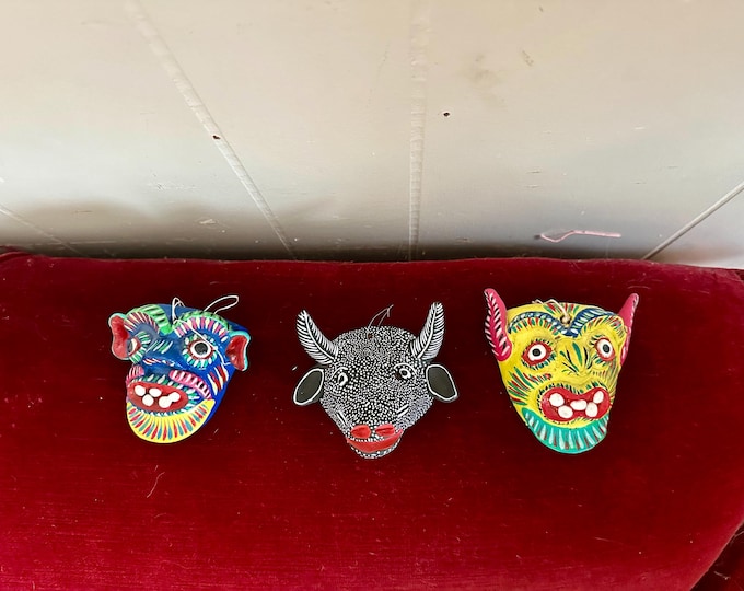 Vintage Folk Art Masks, Mexican Masks, Guerrero, Devil, Bull Mask ...