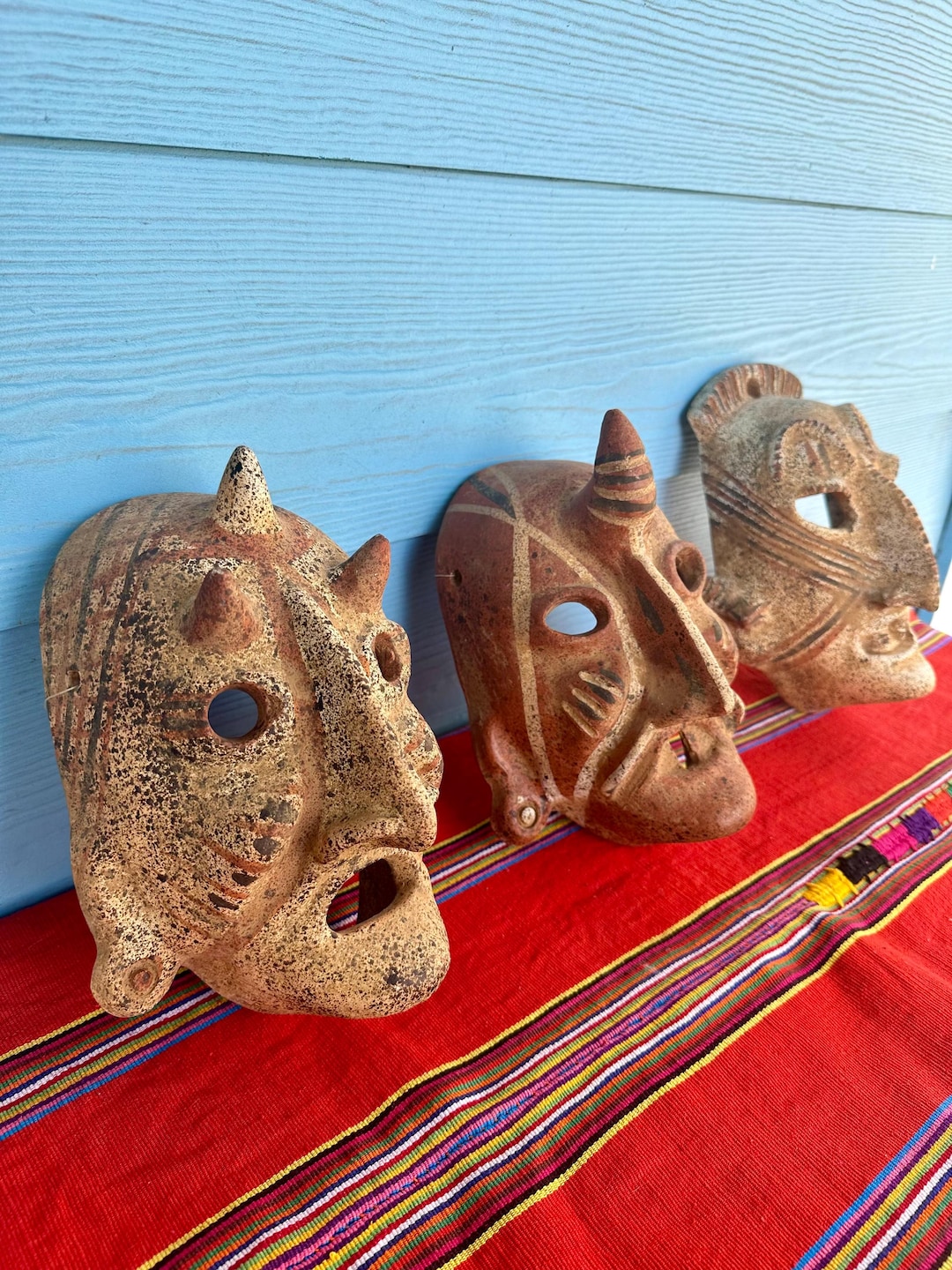 Vintage Guatemalan Masks, Mexican Mask, Folk Art Mask, Ceramic Mask ...