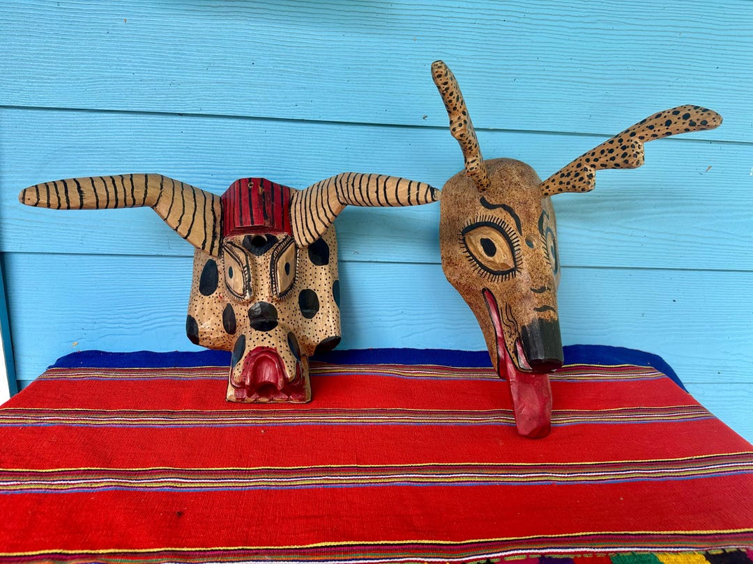 Vintage Guatemalan Masks, Mexican Mask, Folk Art Mask, Carved Mask ...