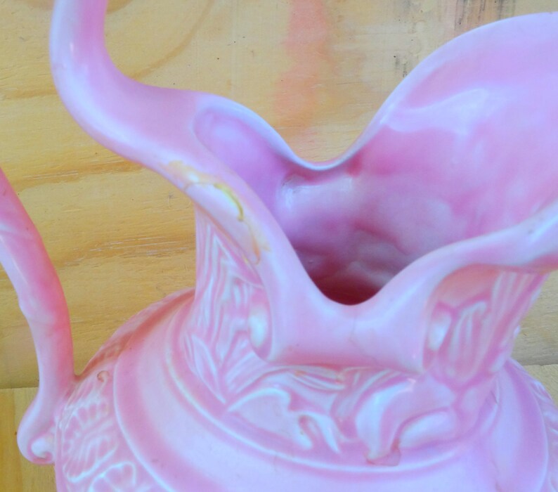 Vintage Pink Ceramic Pitcher - Etsy