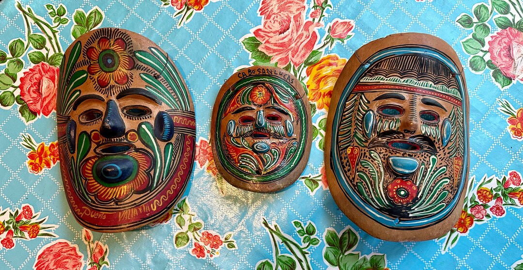 Vintage Mexican Masks, Clay Masks, Terracotta Masks, Painted Masks ...