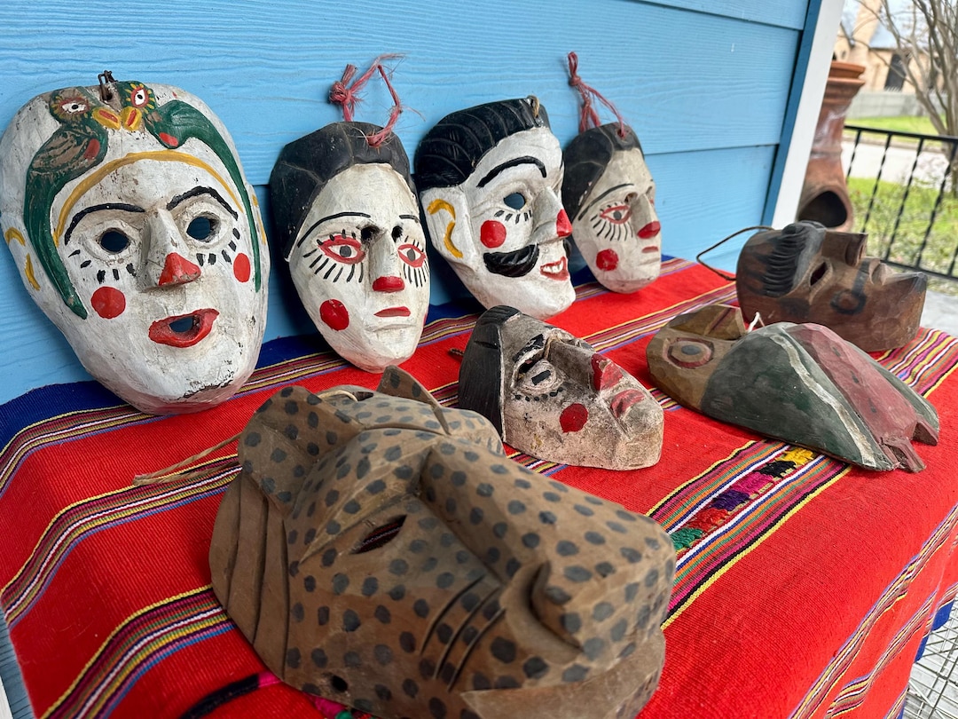 Vintage Guatemalan Masks, Mexican Mask, Folk Art Mask, Carved Mask ...