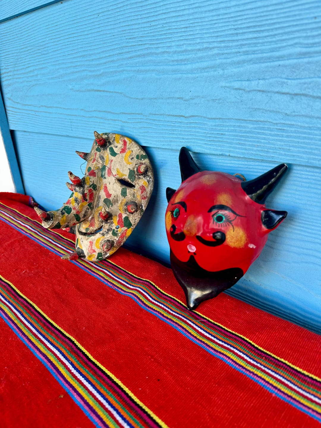 Vintage Mexican Devil Masks, Folk Art Masks, Carved Masks, Guerrero ...