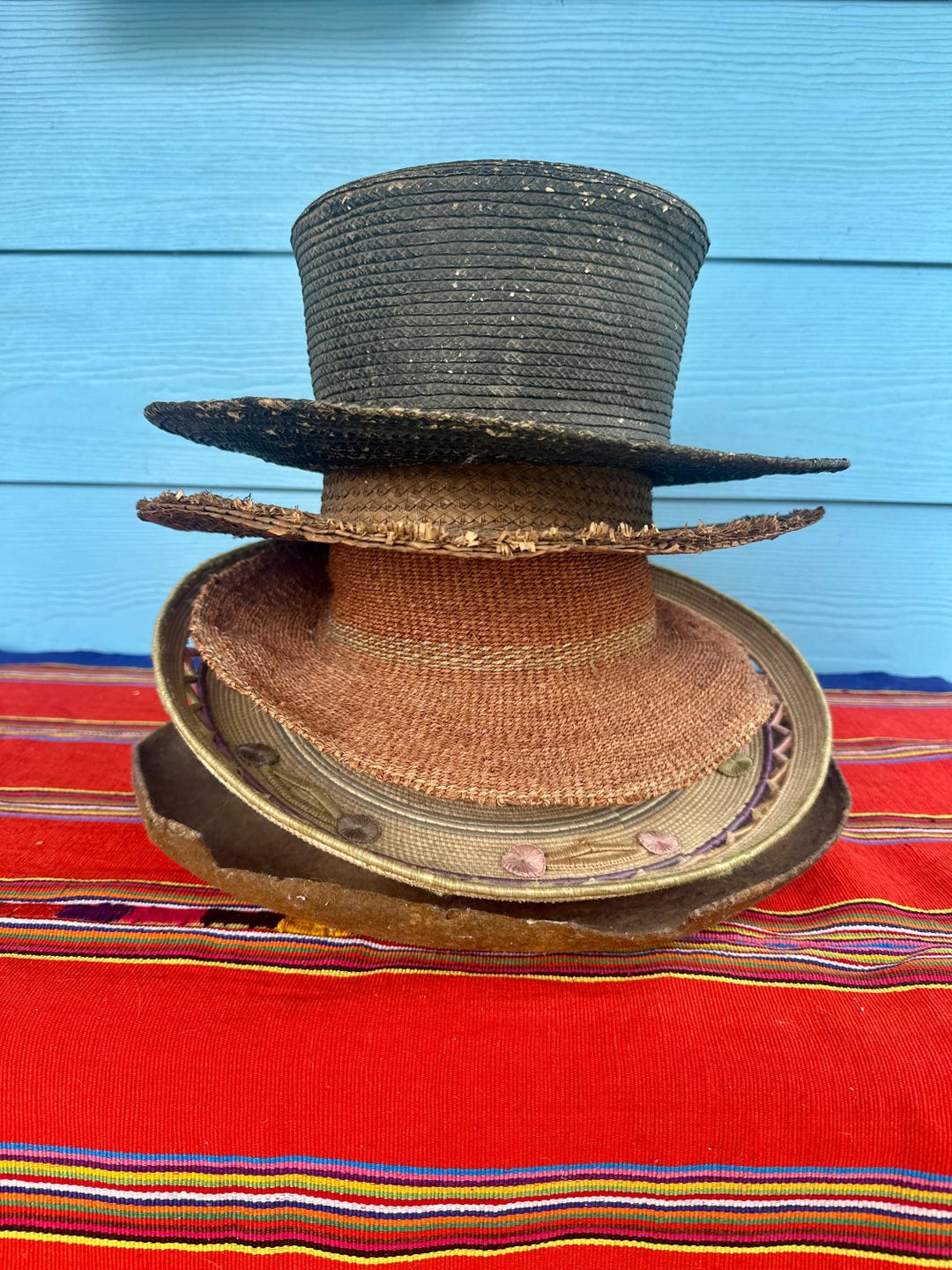 Vintage Guatemalan Hats, Folk Art, Sombrero, Mexican Hat, Top Hat, Wall ...