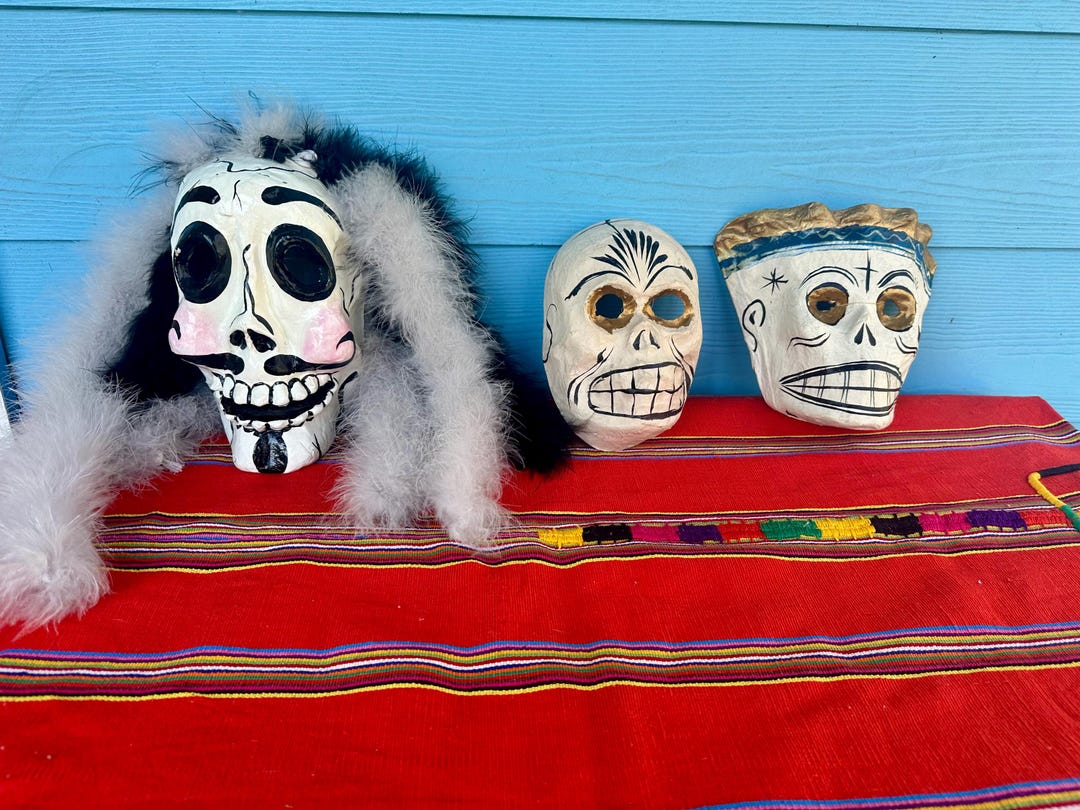 Vintage Mexican Masks, Dia De Los Muertos, Skeleton Masks, Decorative ...