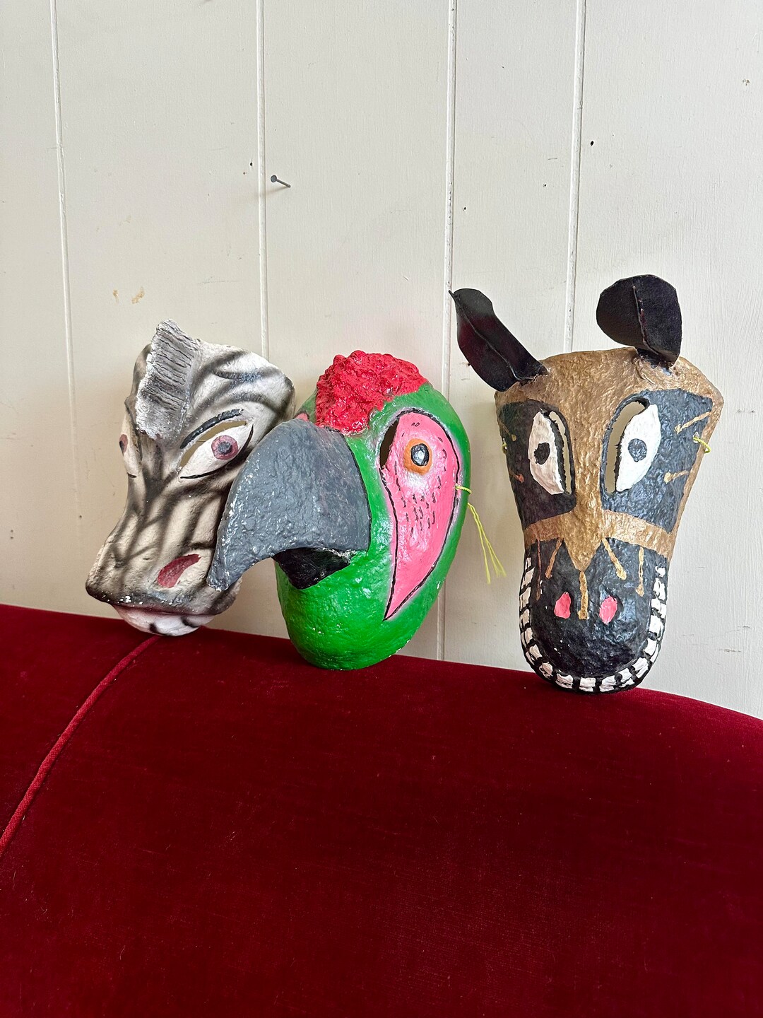 Vintage Guatemalan Dance Masks, Folk Art Masks, Chicken, Horse, Goat ...