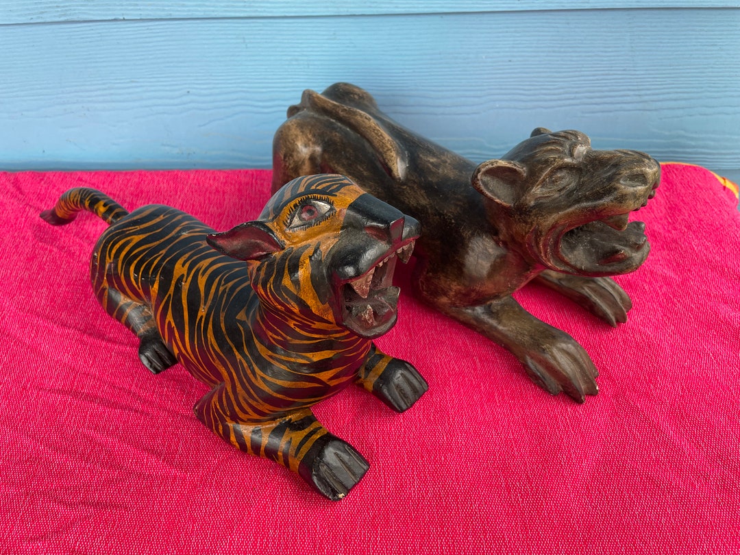 Vintage Carved Mexican Jaguar, Carved Folk Art, Mexican Decor, Cougar ...