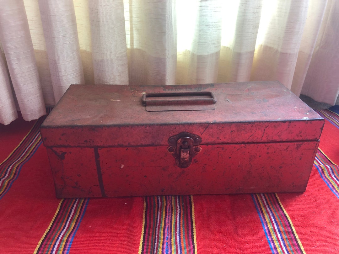 Vintage Red Toolbox, Metal Toolbox, Tool Box - Etsy