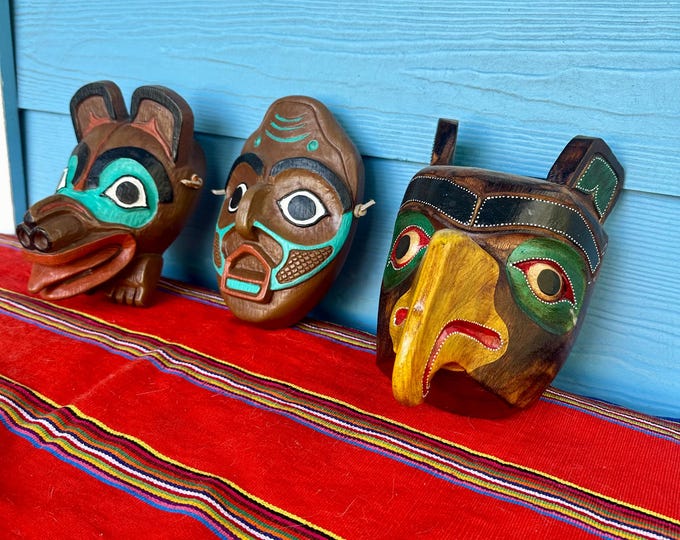 Vintage Masks, Native American Mask, Pacific Northwest Mask, Folk Art ...