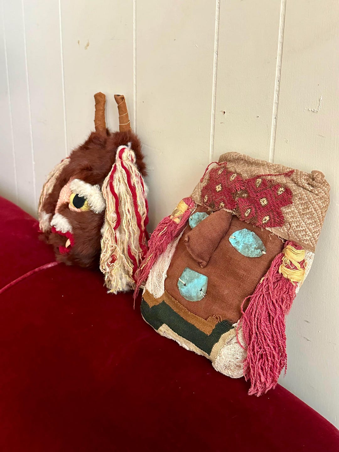 Vintage Peruvian Masks, Folk Art Masks, Fabric Masks, Textile Art, Wall ...