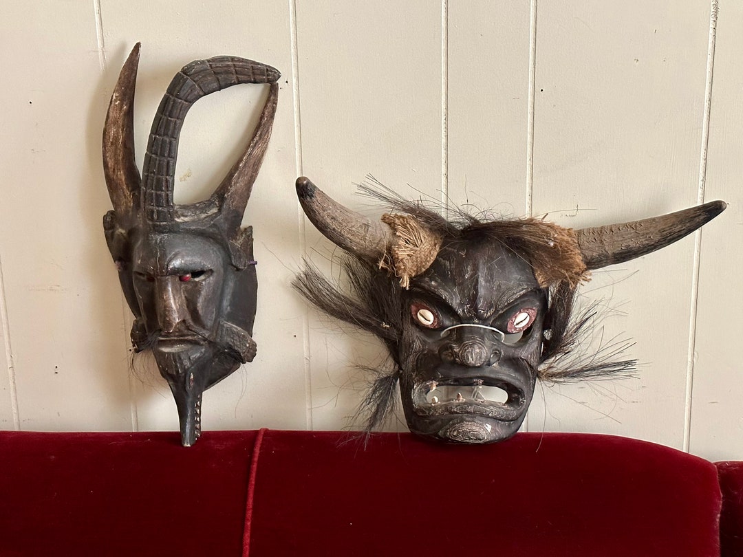 Vintage Masks, Mexican Masks, Carved Mask, Indonesian Mask, Black Mask ...