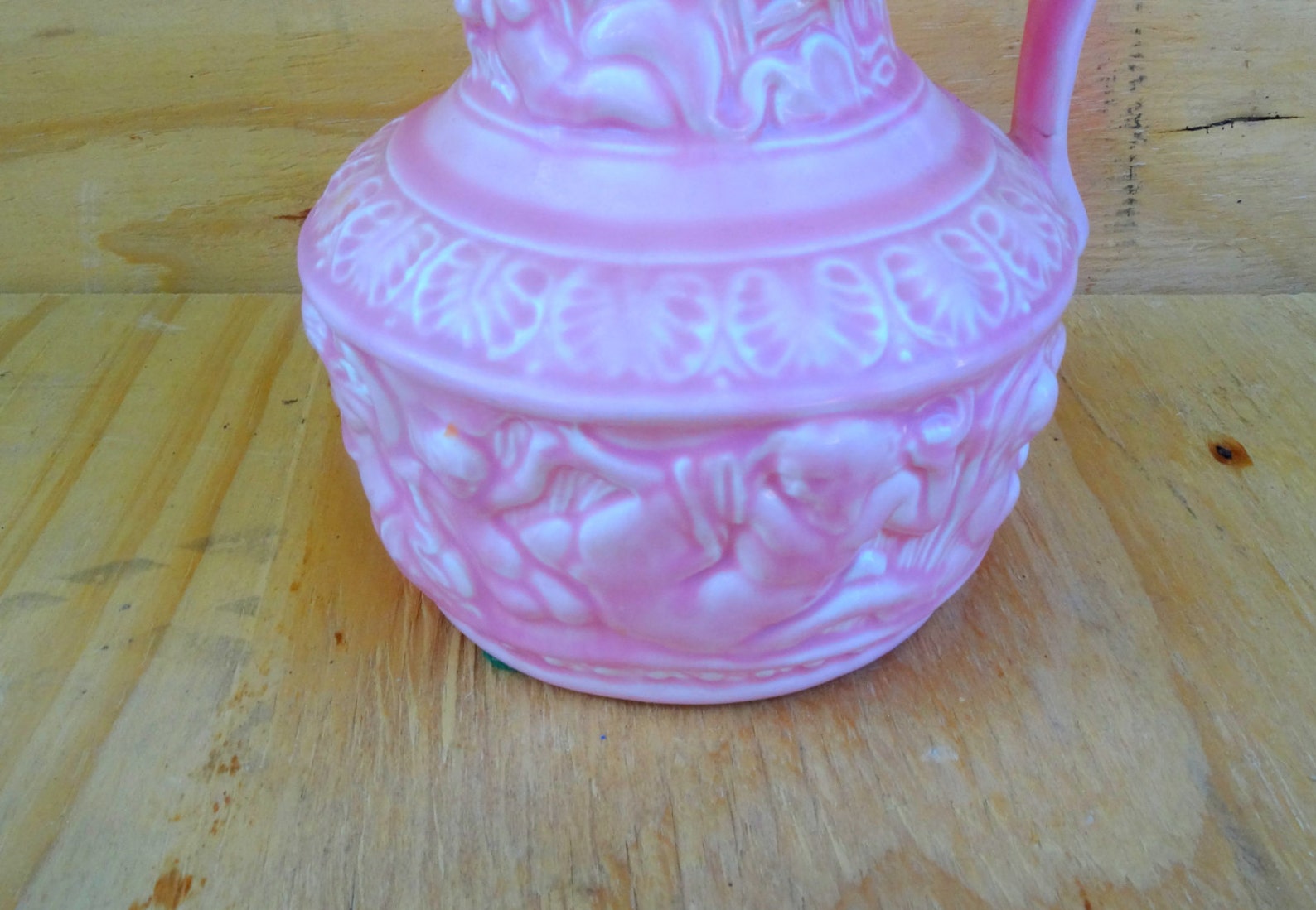 Vintage Pink Ceramic Pitcher - Etsy