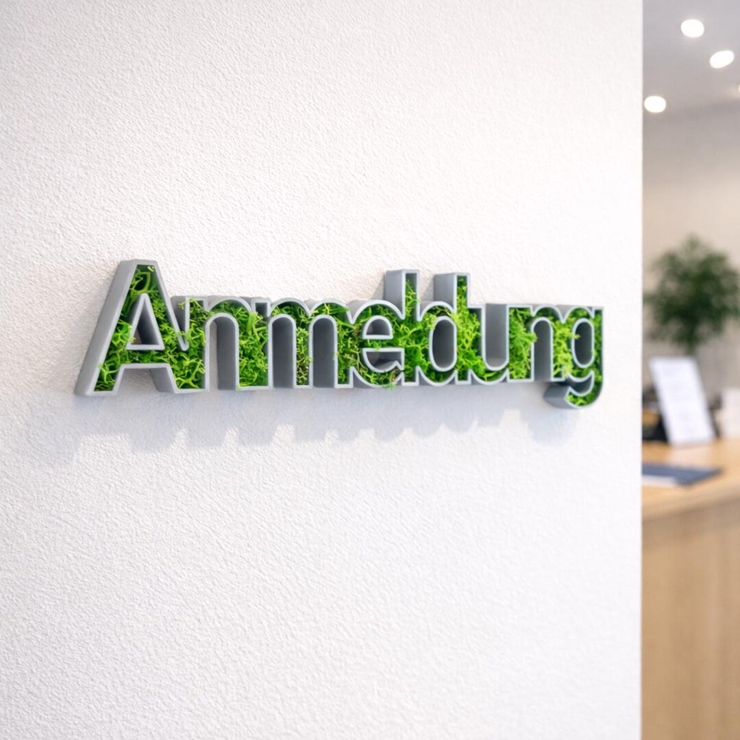 3D "registration" Lettering With Real Moss | Reception Sign for Medical ...