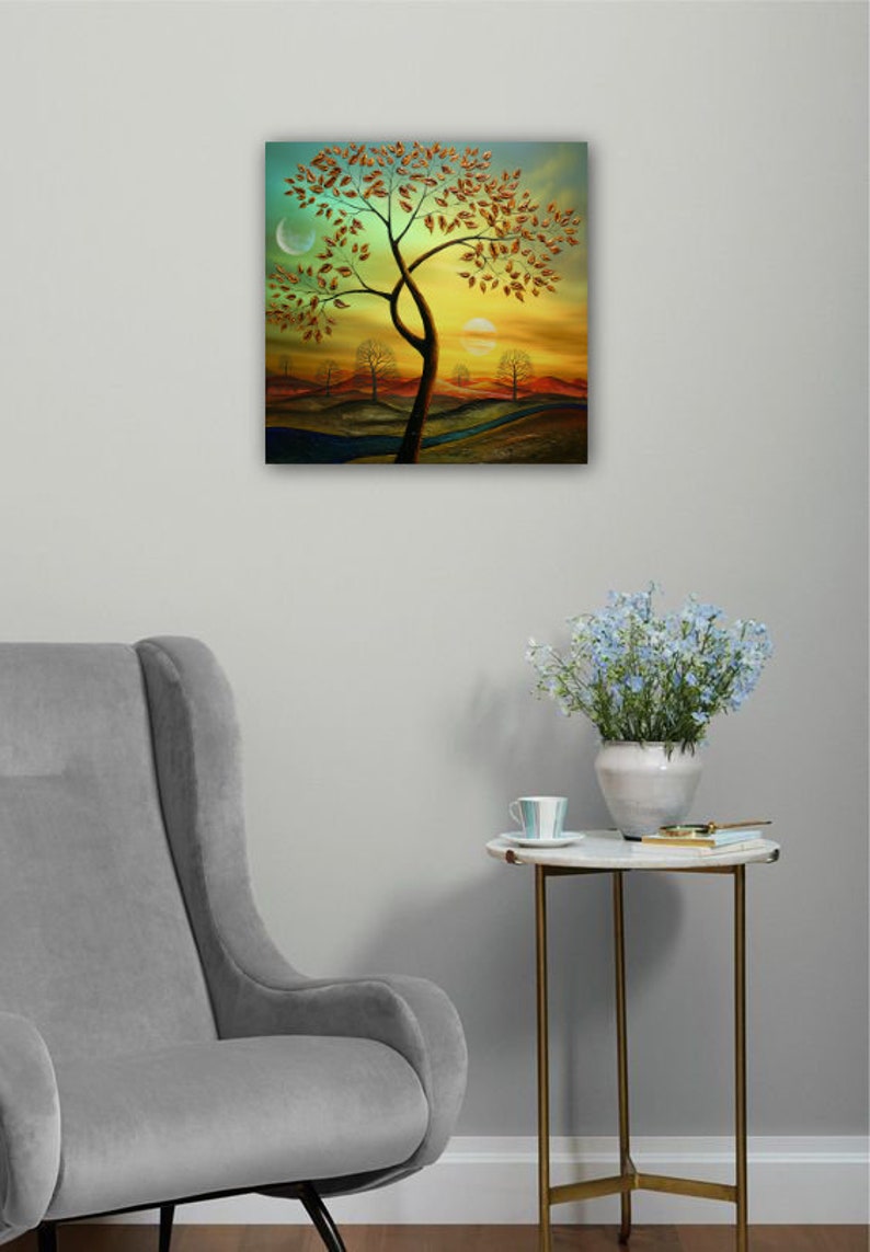 Art on Canvas Bold Pastel Color Blends and the Tree Makes - Etsy