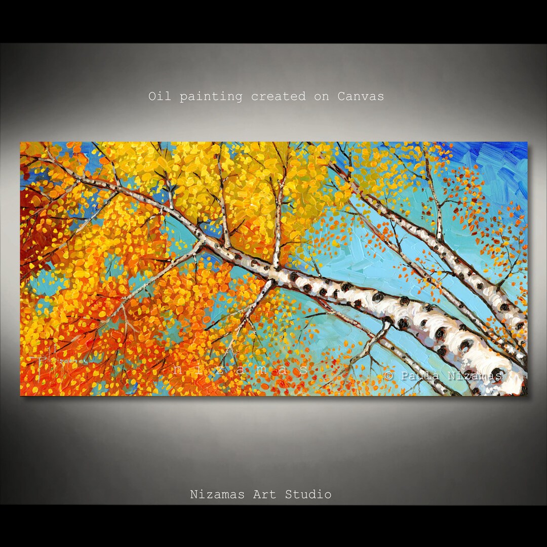 48 X 24 Aspen Trees Color Palette of Fall Will Bring Feel of Nature to ...