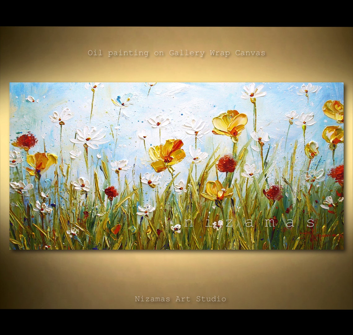 Oil Painting Depicts Vibrant Red Yellow Orange and White - Etsy Canada