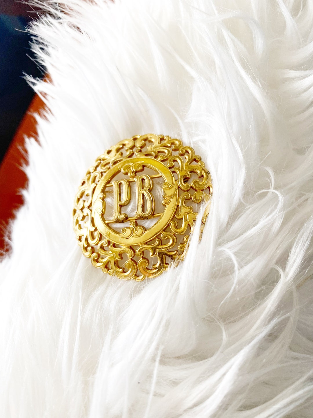 Art Deco Monogram Brooch | Initial Pin ‘PB’ | Monocraft Filigree Brooch ...