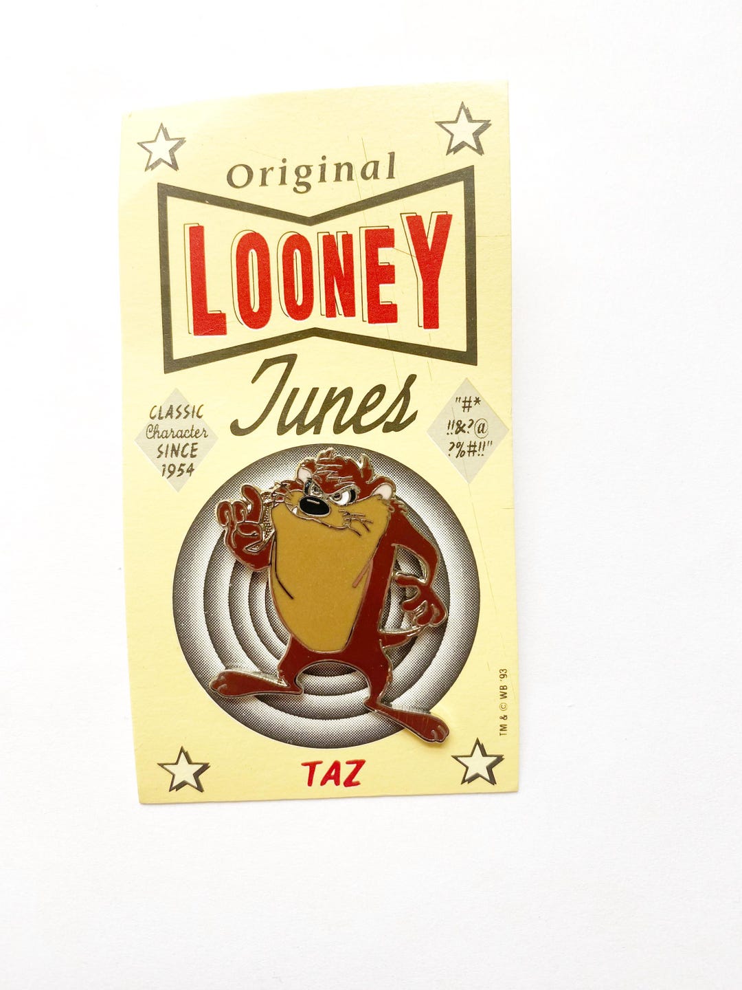 1993 Original Looney Tunes Taz Enamel Pin Original Card Holder Taz ...