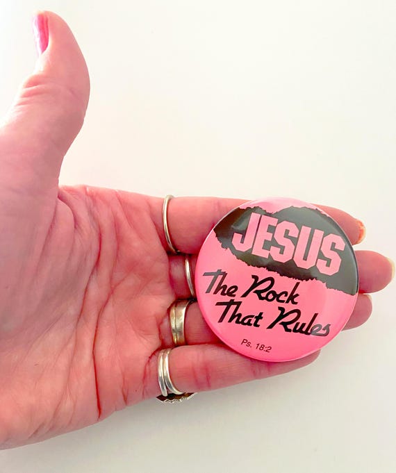 Vintage 80's Hot Pink Jesus 'The Rock That Rules' But… - Gem