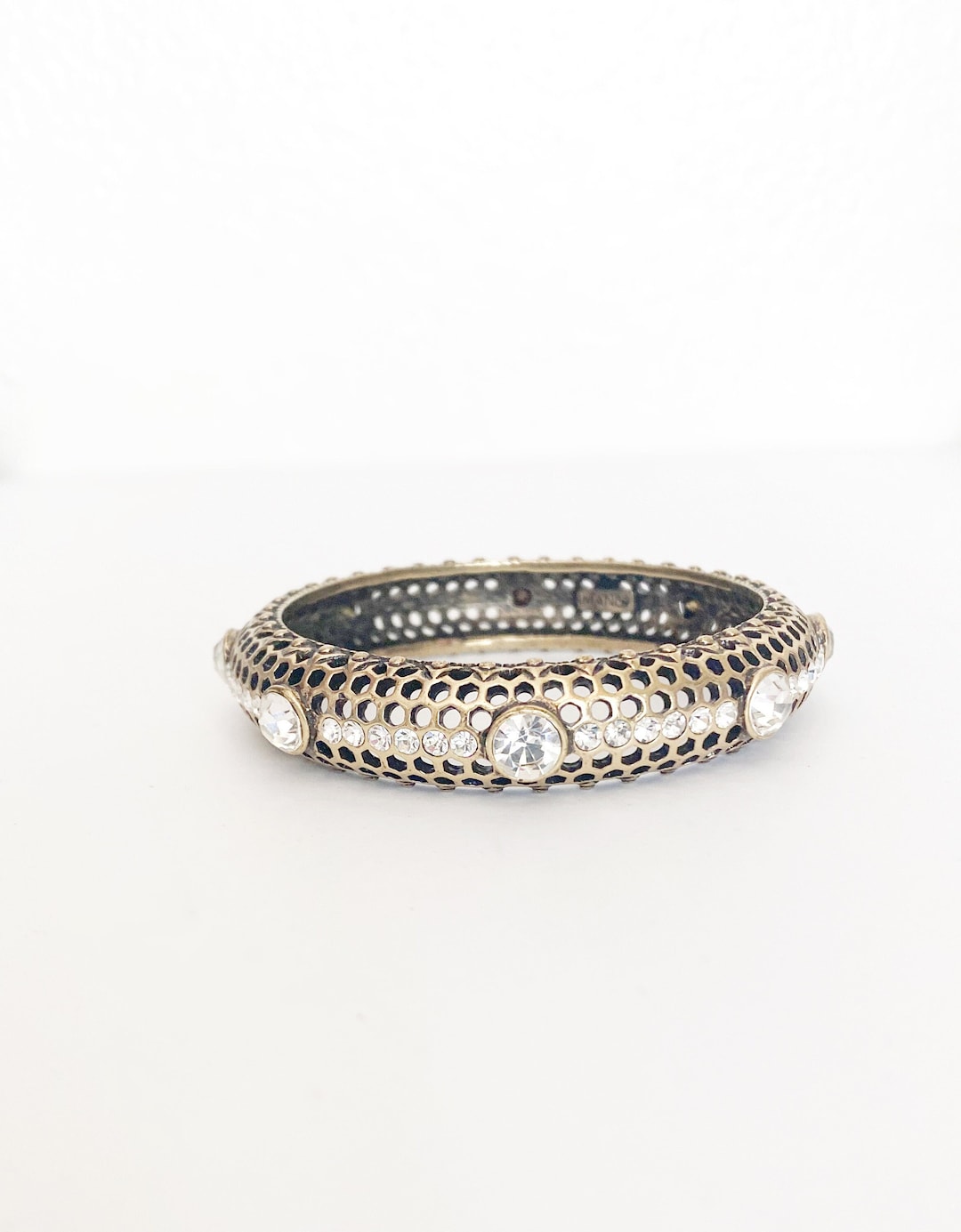 Vintage Estate Designer Rhinestone Bangle Bracelet Iman CN Signed ...