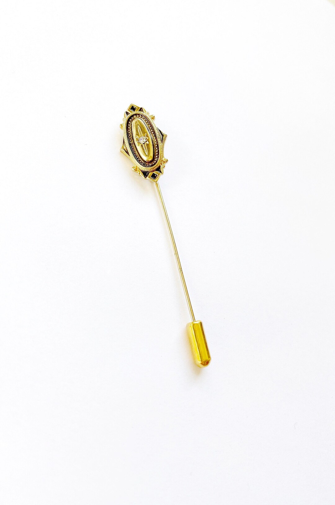 Pretty Vintage Gold and Black Enamel Kensington Stick Pin by Avon April ...