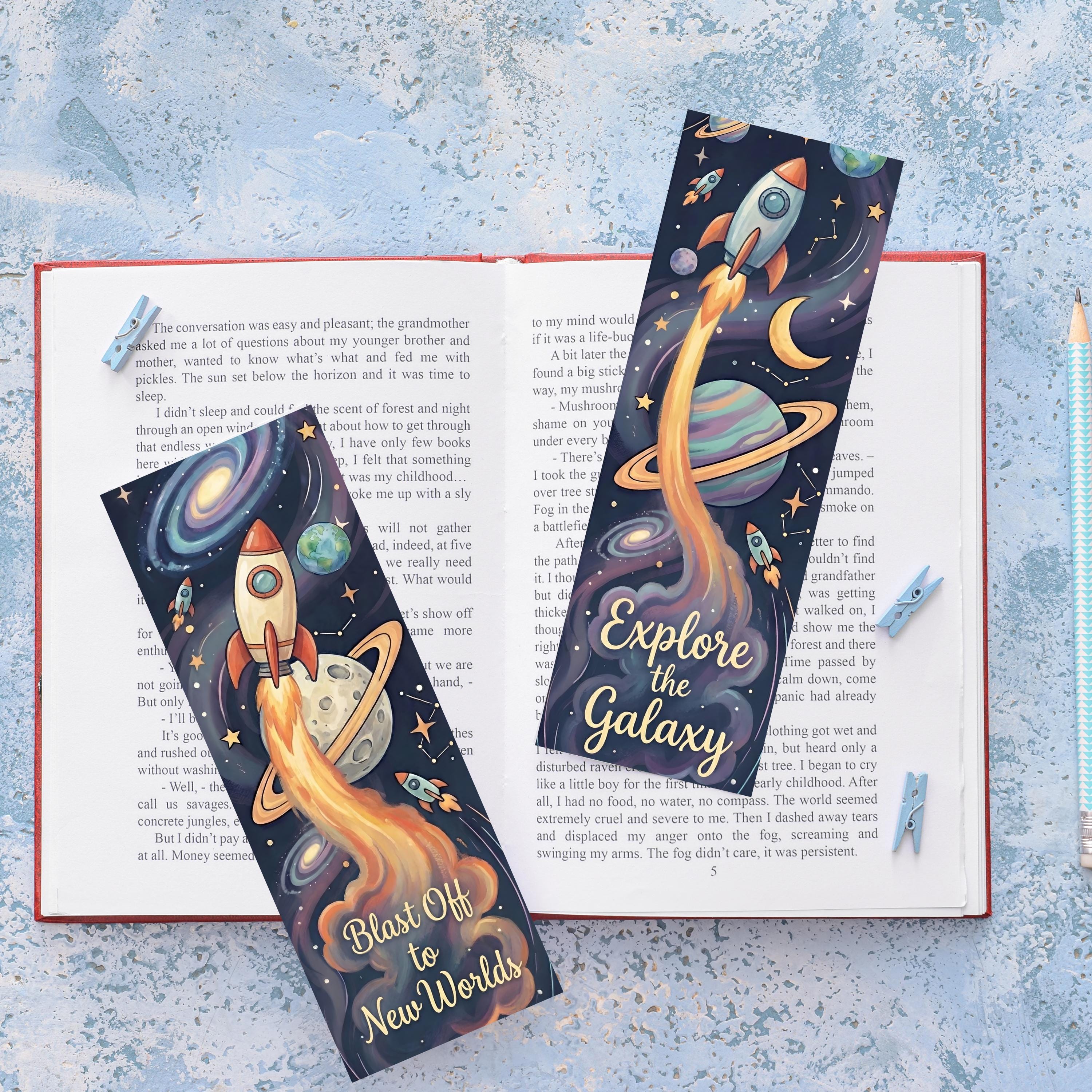 Space Bookmark Bundle, Astronaut, Alien, Rocket Ship Designs (digital ...