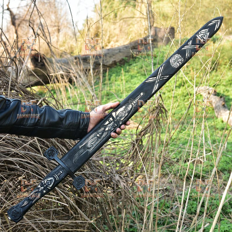Handcrafted Damascus Steel Sword | 40 Inch Viking Odin | Norse ...