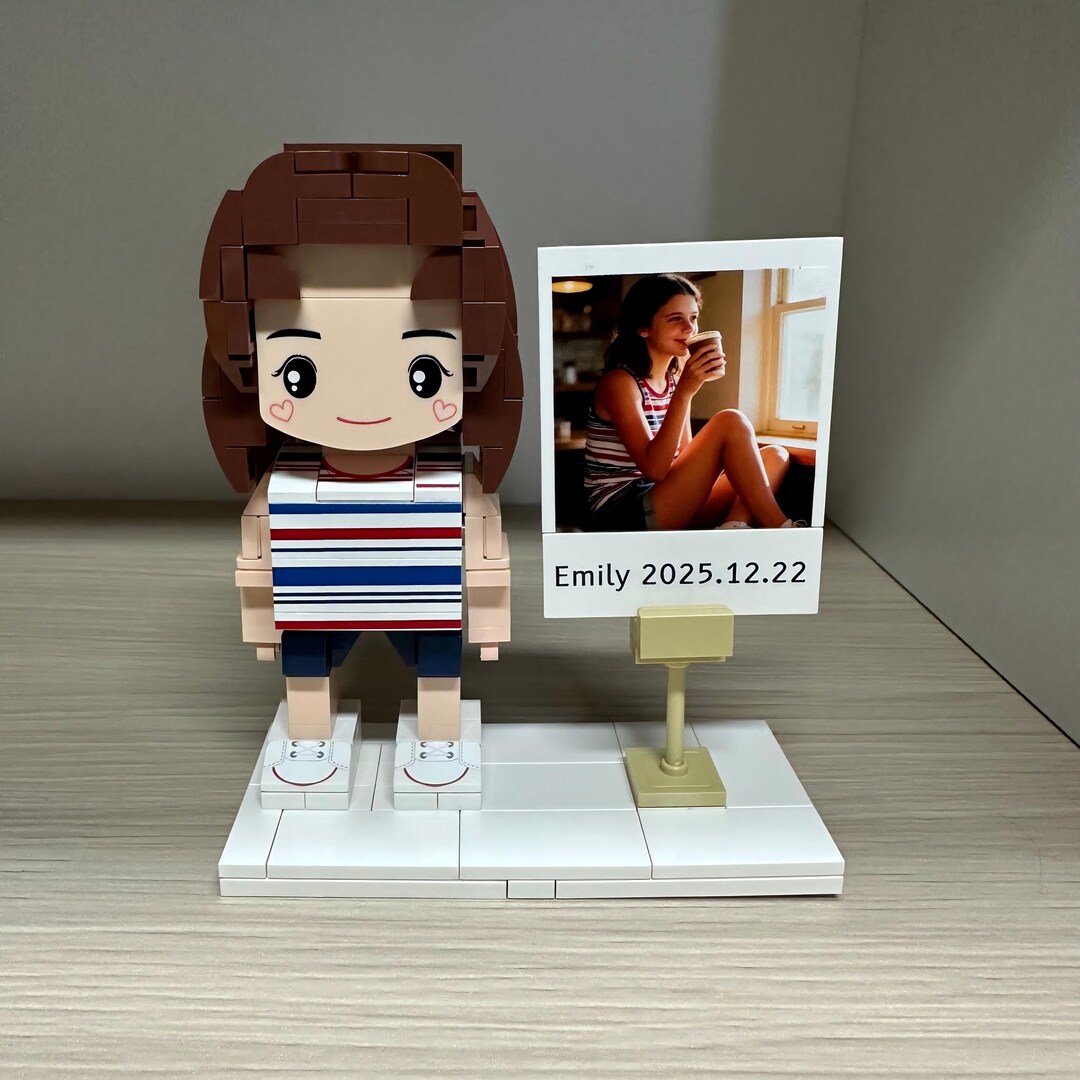 Custom Building Block Figure With Photo Frame, Personalized Cartoon ...