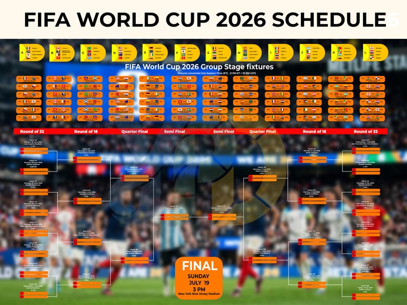 FIFA World Cup 2026 Schedule Poster | Football Tournament Bracket ...