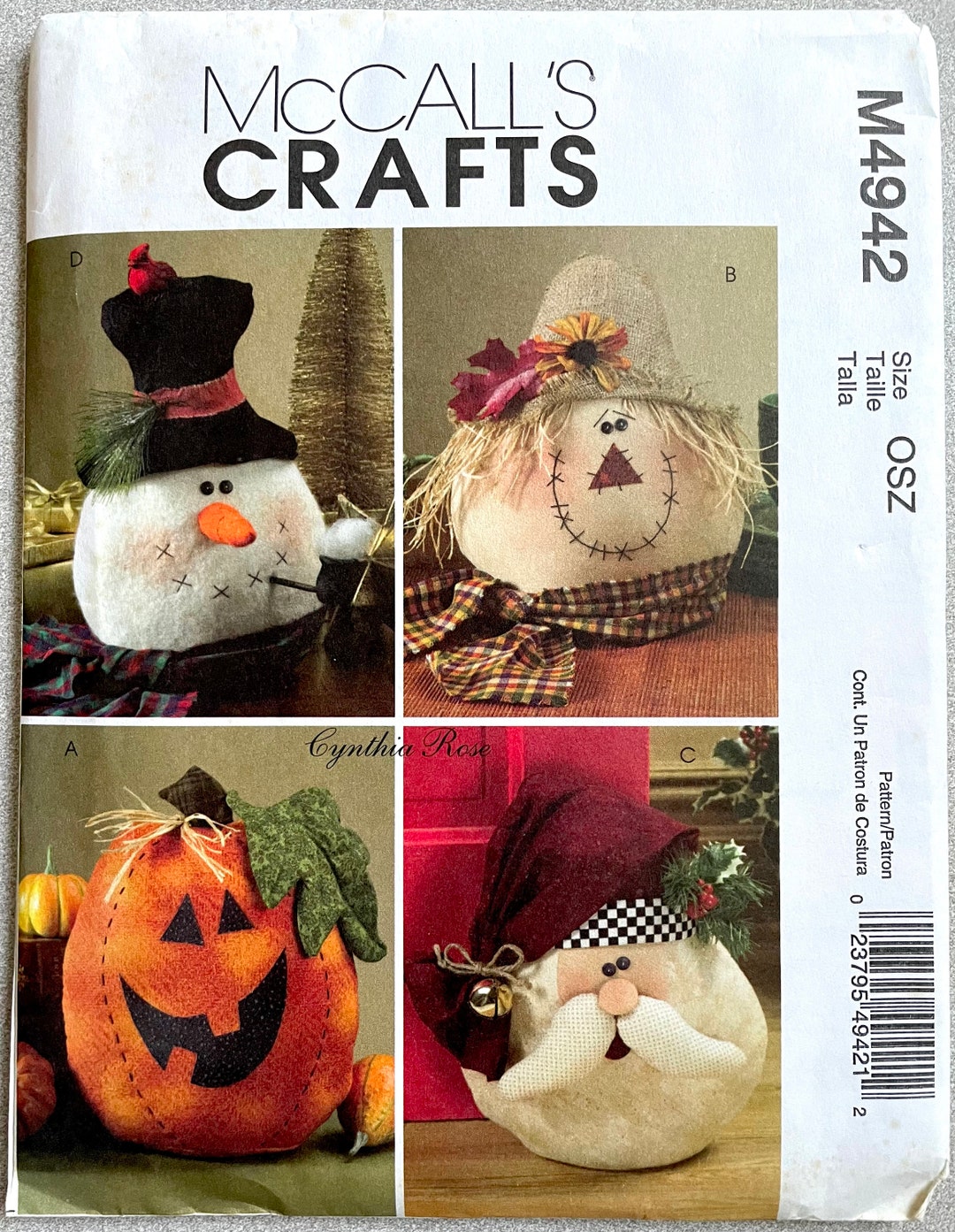 Mccalls Crafts Sewing Pattern HOLIDAY DECORATIONS Fall and Winter ...