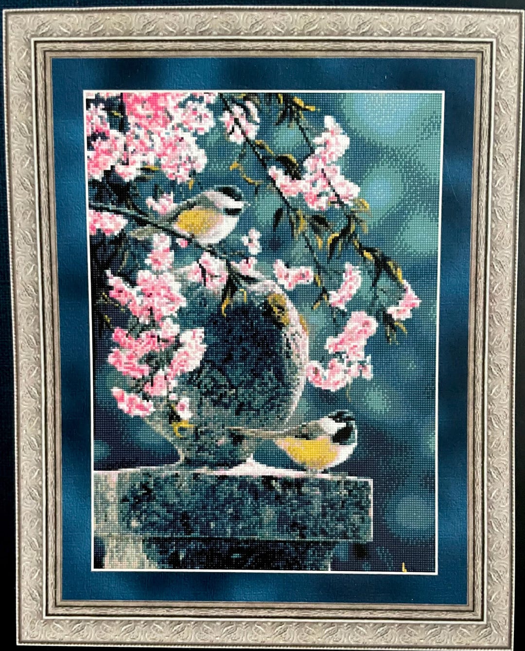 Kustom Krafts Inc Vintage Cross Stitch Kit- SPRING CASCADE- Chickadees ...