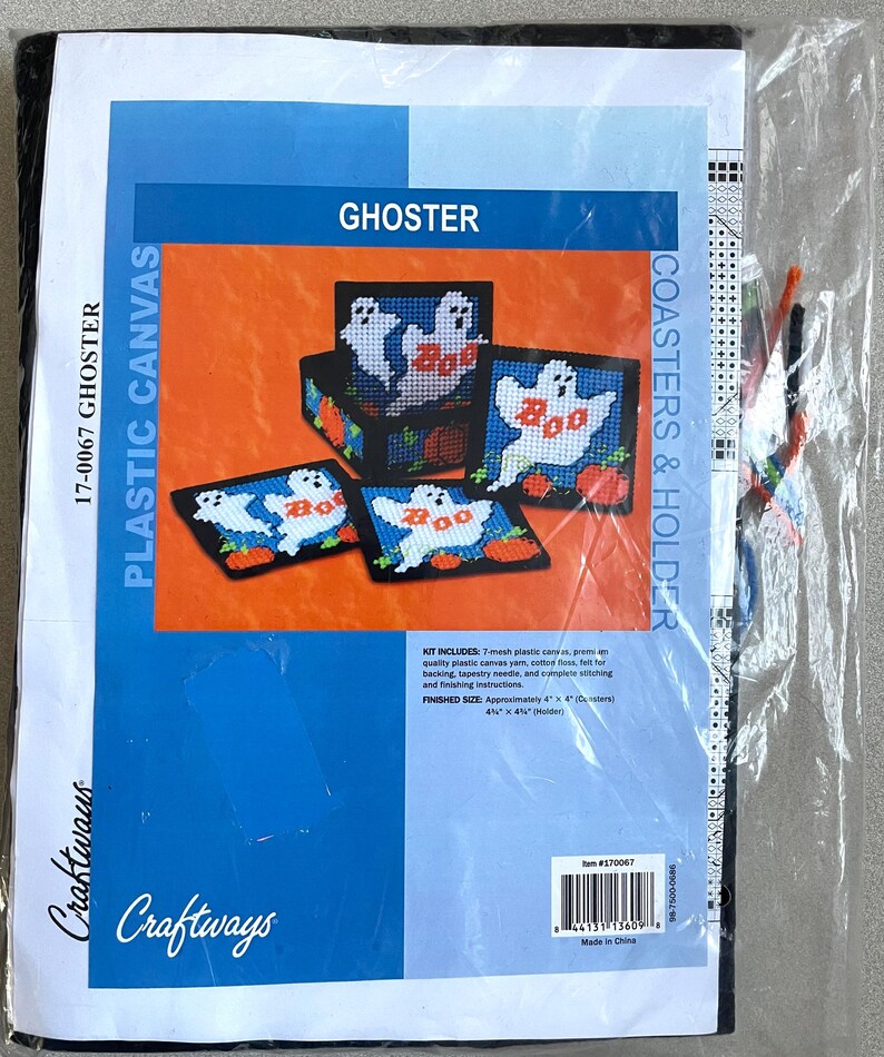 Craftways Plastic Canvas Coasters and Holder Kit -GHOSTER- Halloween ...