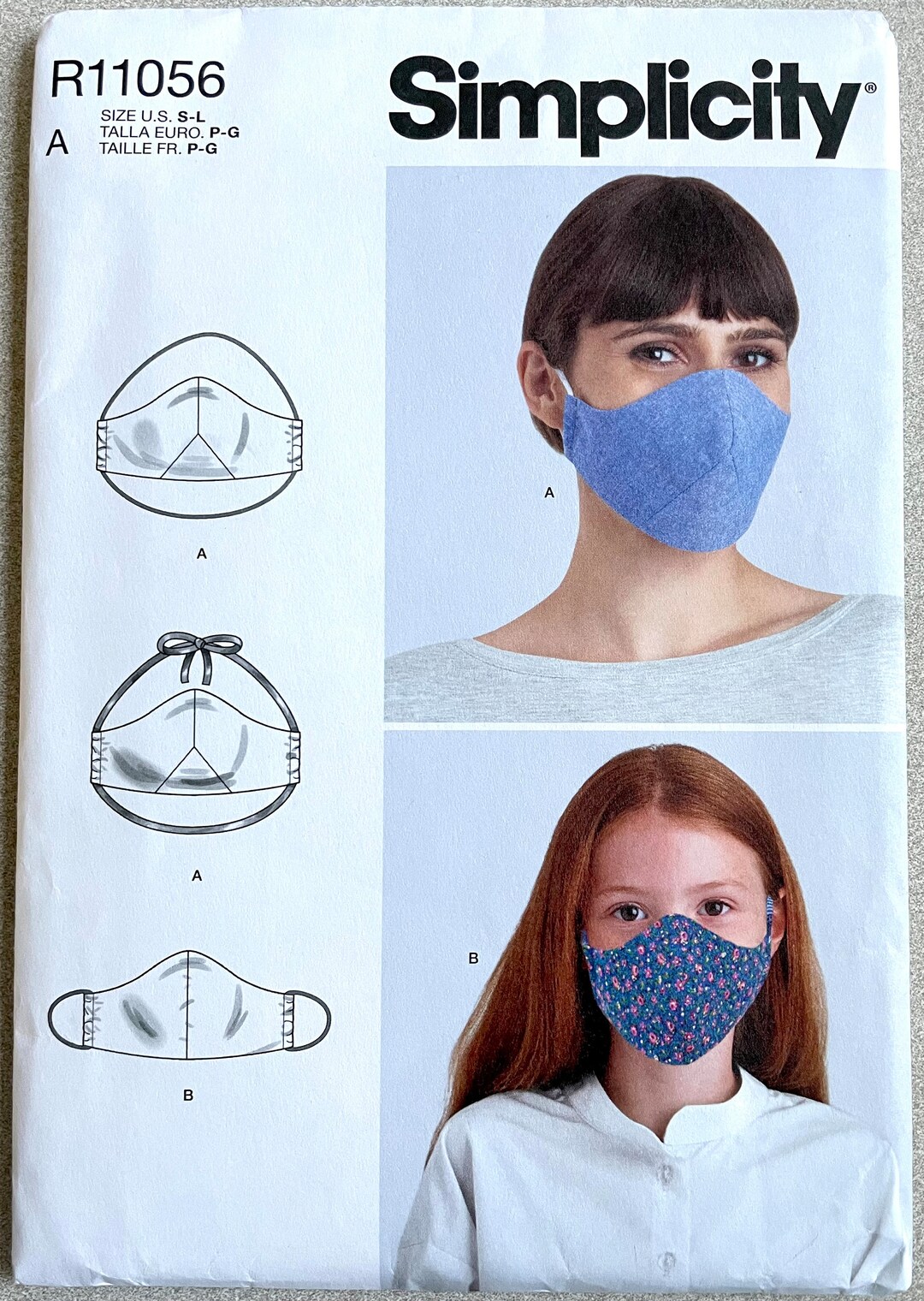 Simplicity Sewing Pattern FAMILY FACE COVERS Two Options Both Adult and ...