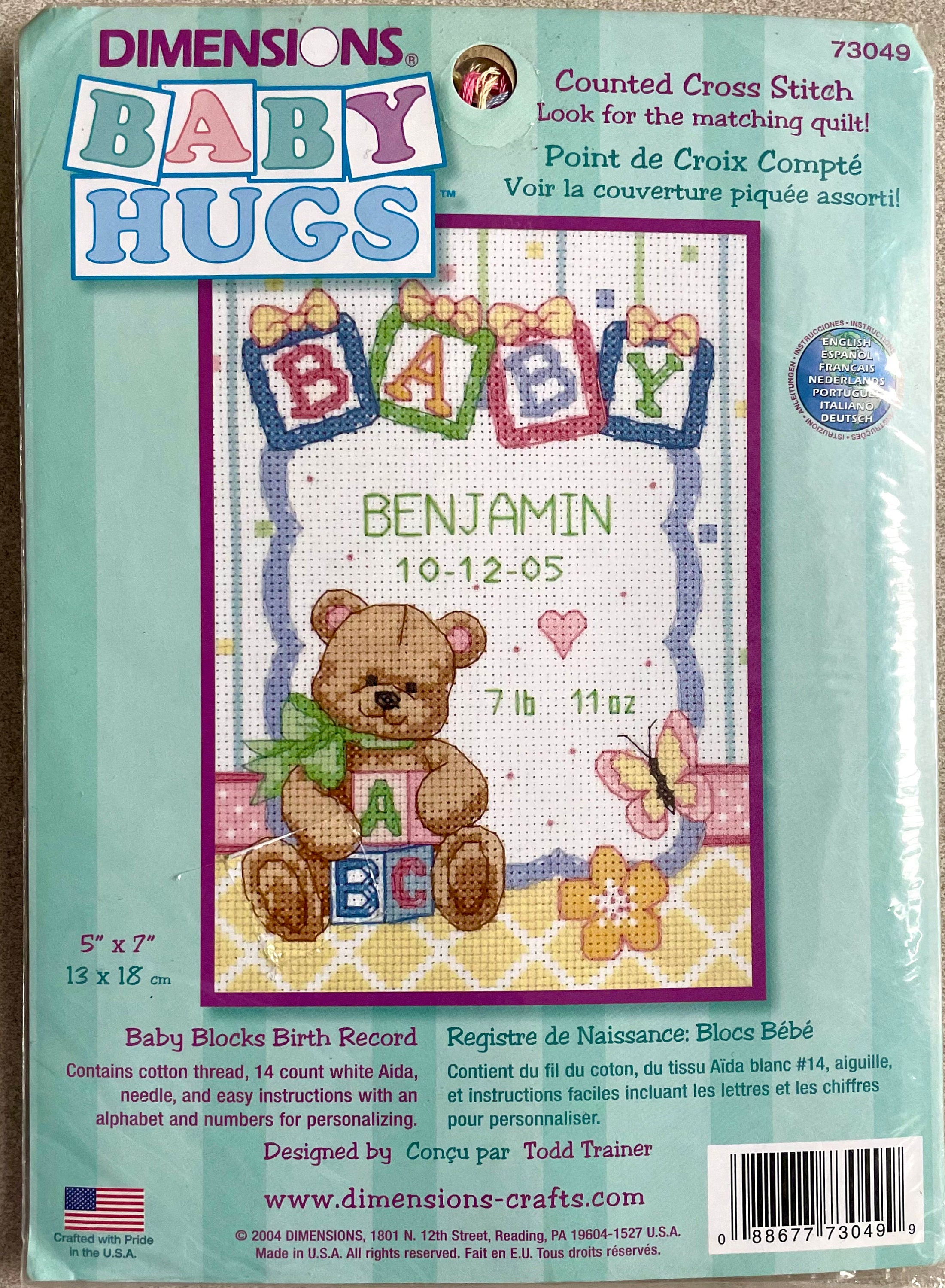 Dimensions Cross Stitch Kit BABY BLOCKS Birth Record Sweet Easy ...