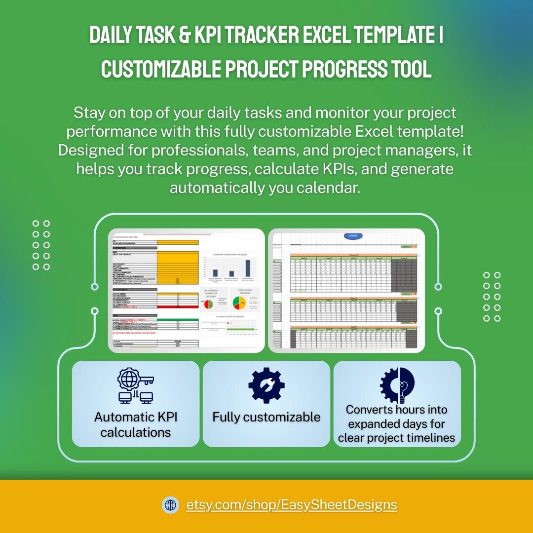 Excel Task Tracker | KPI Dashboard, Daily Task List (digital Download ...