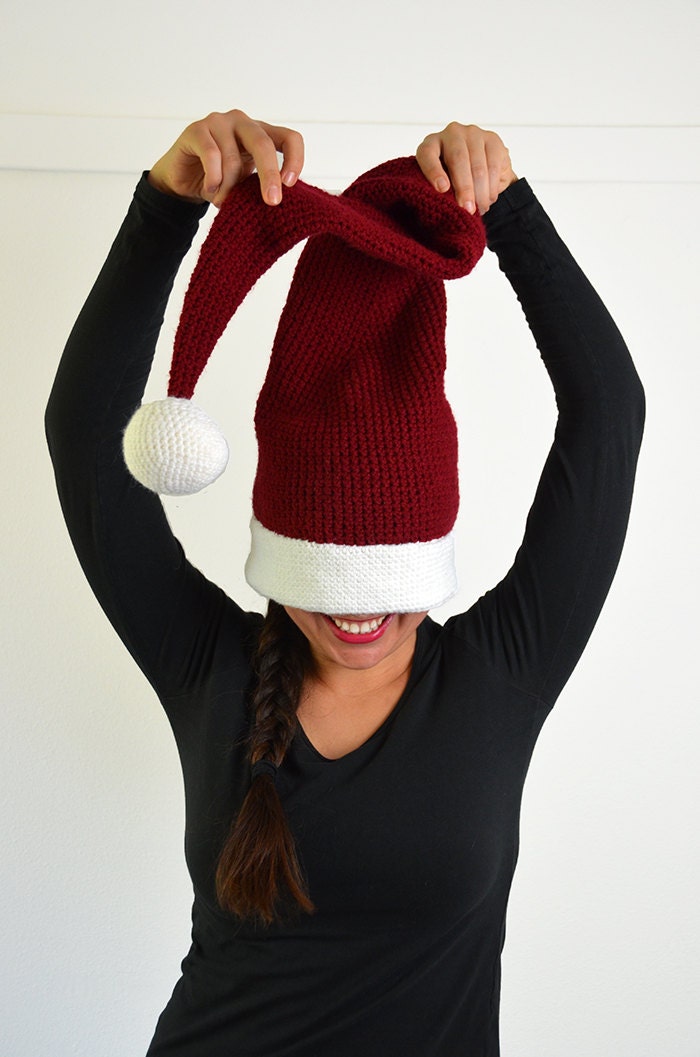 Long Christmas Hat Crochet Pattern Large Santa Hat Crochet - Etsy