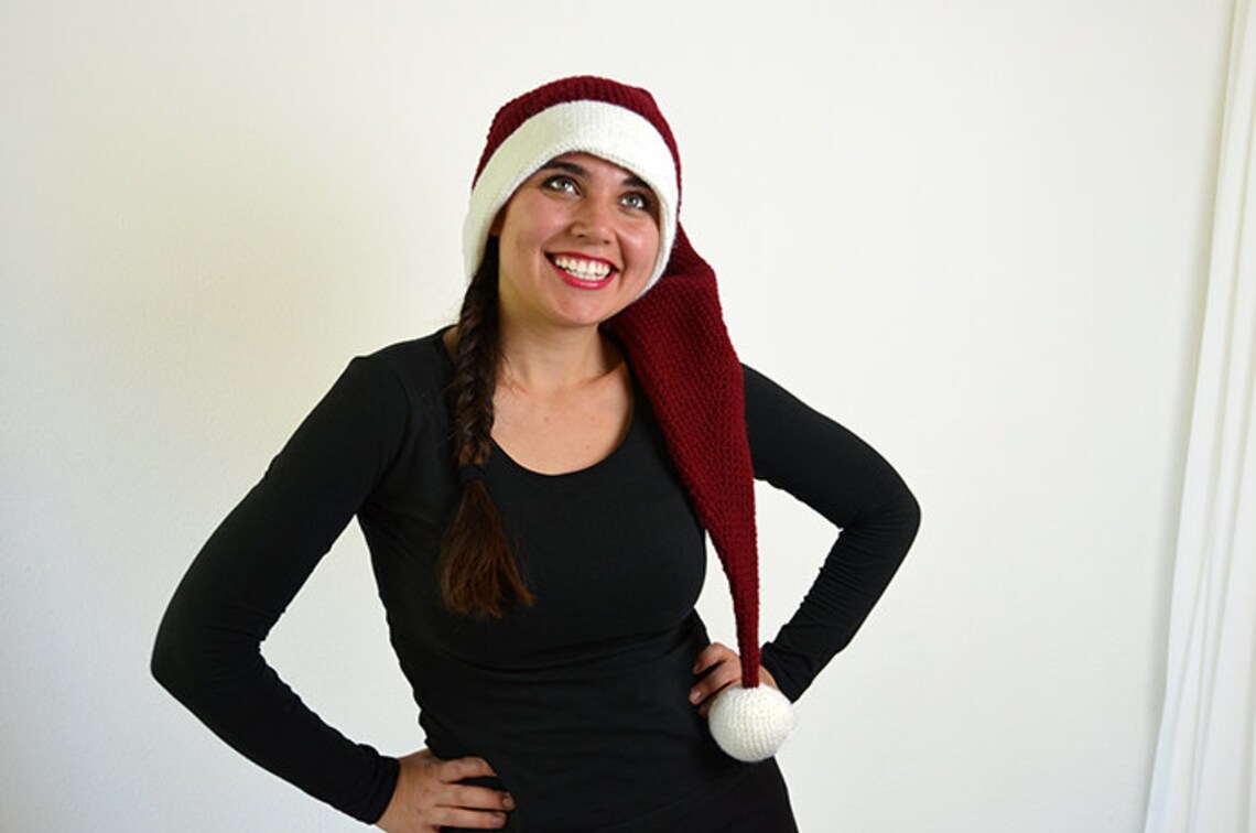 Long Christmas Hat Crochet Pattern, Large Santa Hat Crochet Pattern ...