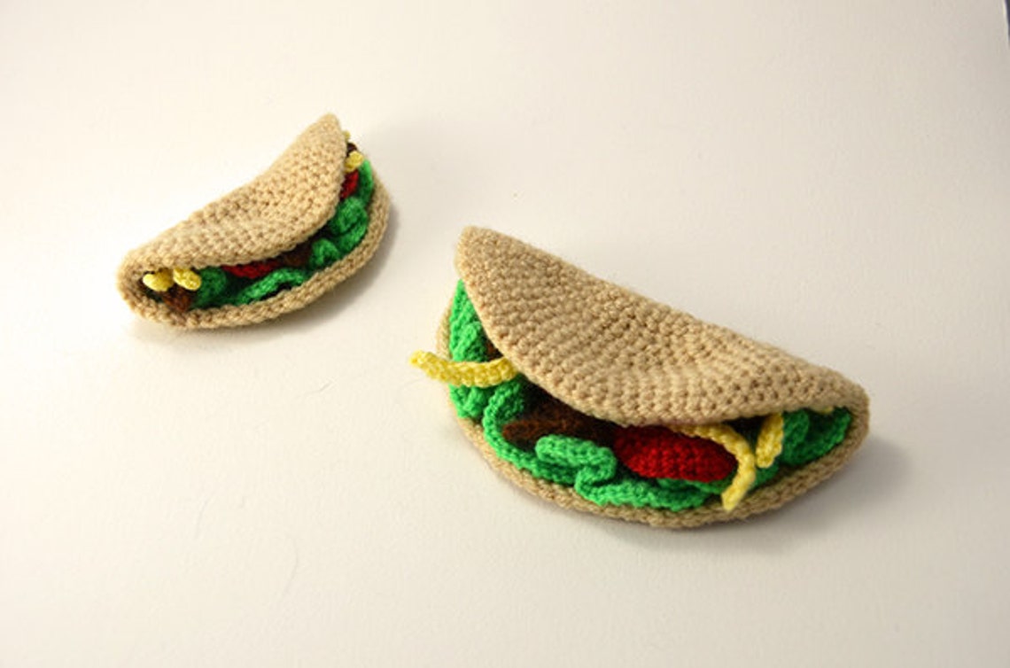 Large and Small Tacos Crochet Pattern Amigurumi Taco Pattern | Etsy