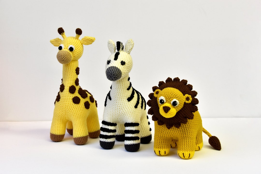 Safari Crochet Pattern, Zebra Amigurumi, Giraffe, Lion Crochet Pattern ...