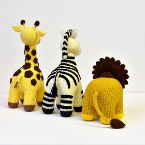 Safari Crochet Pattern, Zebra Amigurumi, Giraffe, Lion Crochet Pattern ...