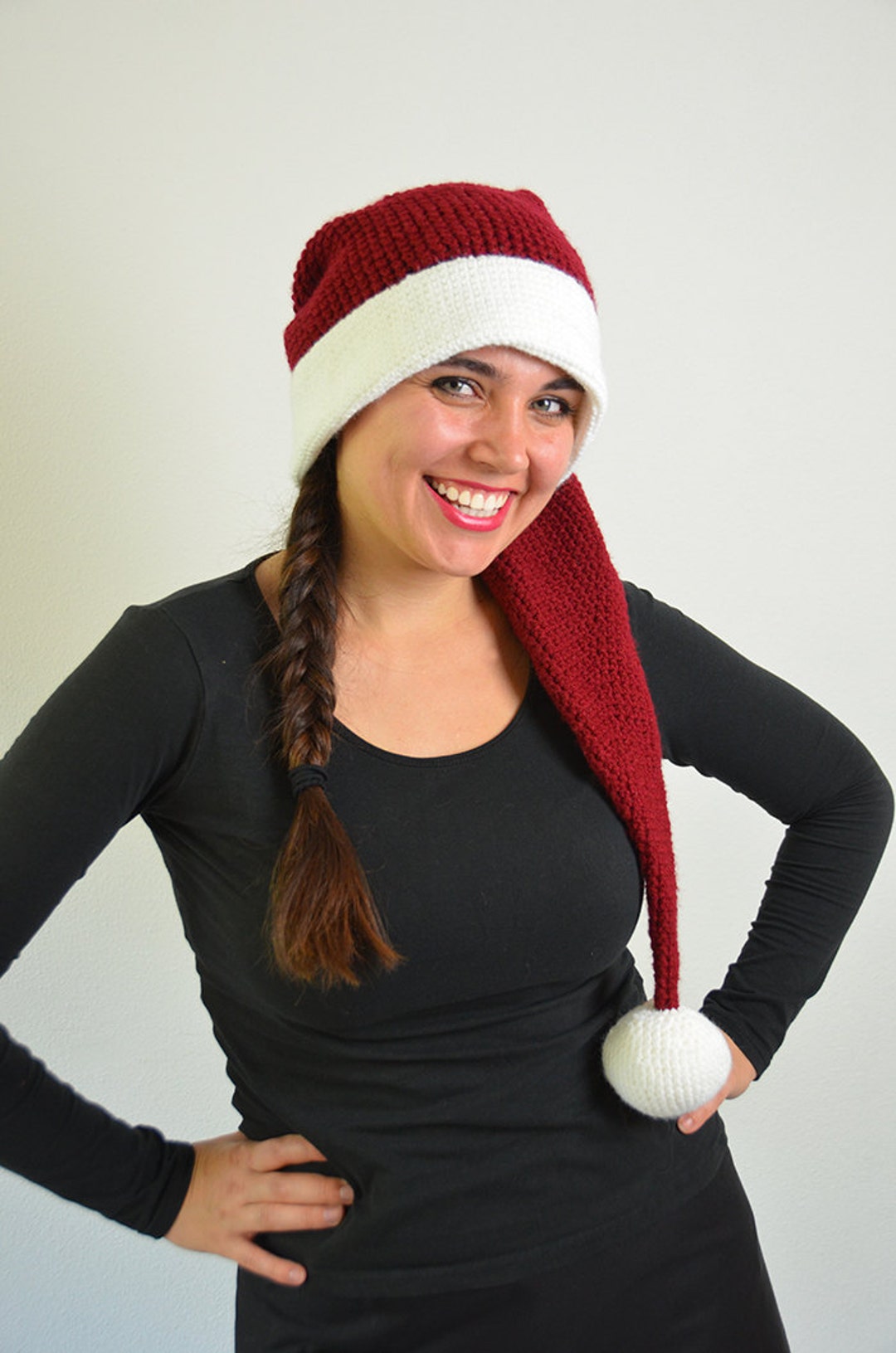Long Christmas Hat Crochet Pattern, Large Santa Hat Crochet Pattern ...