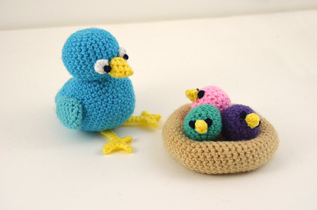 Bird With Nest Crochet Pattern, Bird Crochet Pattern, Chicks Crochet ...